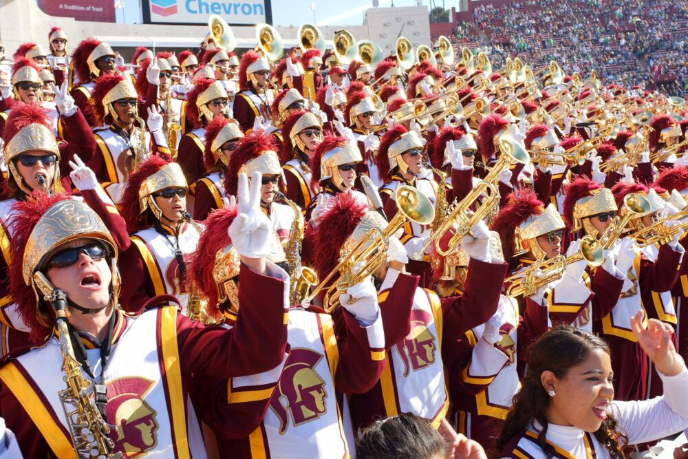 USC Trojan Marching Band Pep Rally The Square